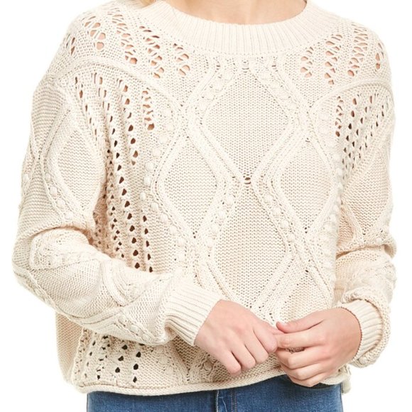 525 America | Sweaters | 525 America Cotton Knit Cropped Cream Sweater ...